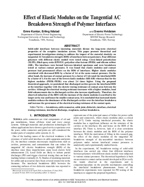 (PDF) Effect of elastic modulus on the tangential AC breakdown strength ...