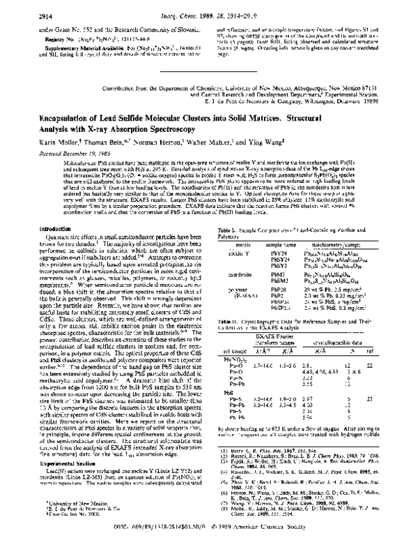 (PDF) Encapsulation of lead sulfide molecular clusters into solid ...