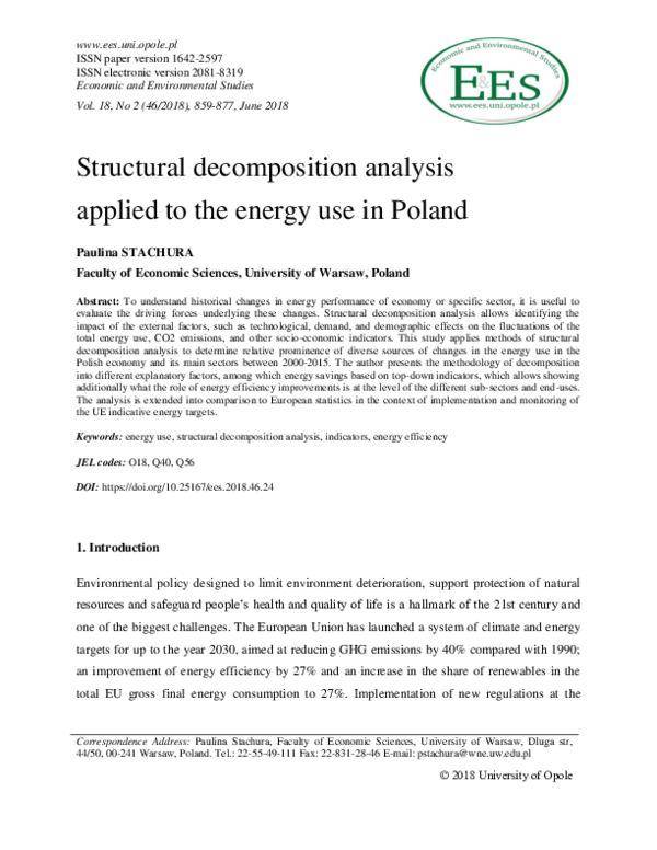 (PDF) Structural decomposition analysis applied to the energy use in Poland