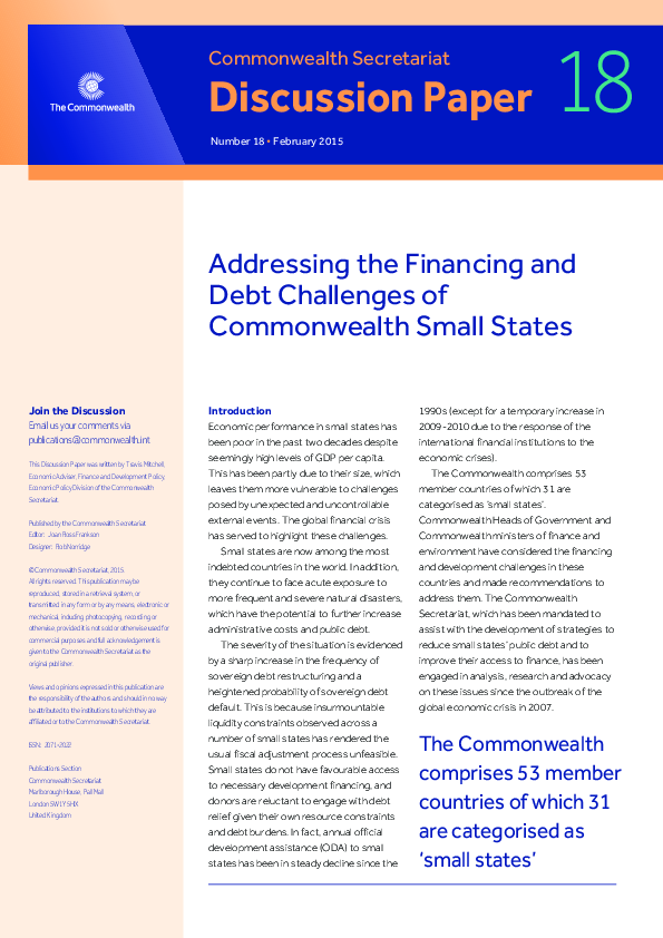 (PDF) Addressing the Financing and Debt Challenges of Commonwealth ...