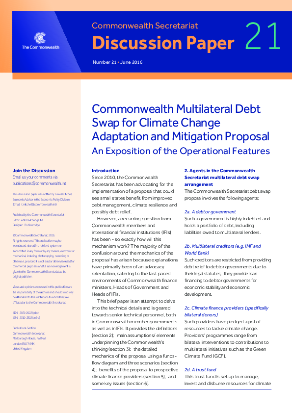(PDF) Commonwealth Multilateral Debt Swap for Climate Change Adaptation ...