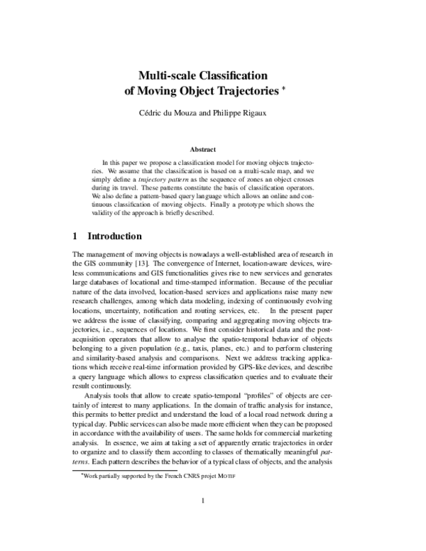 (PDF) Multi-scale classification of moving objects trajectories