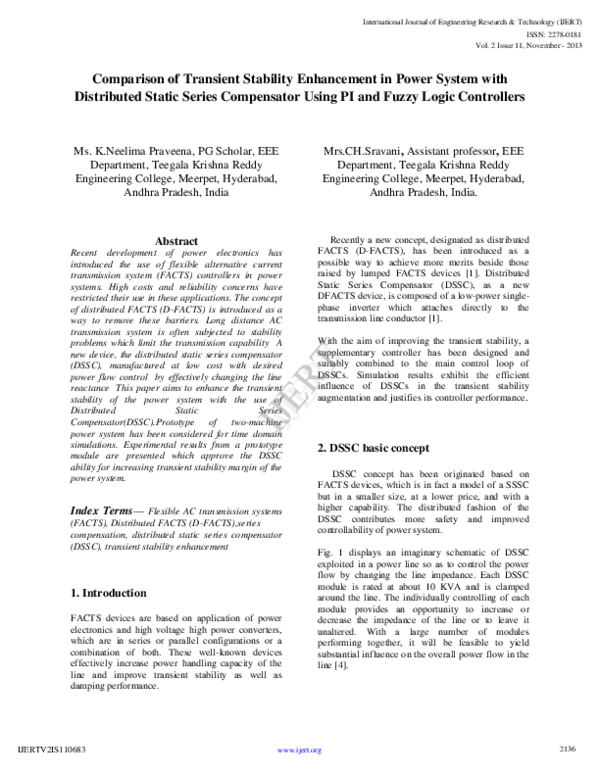 (PDF) Comparision of Transient Stability Enhancement in Power System ...