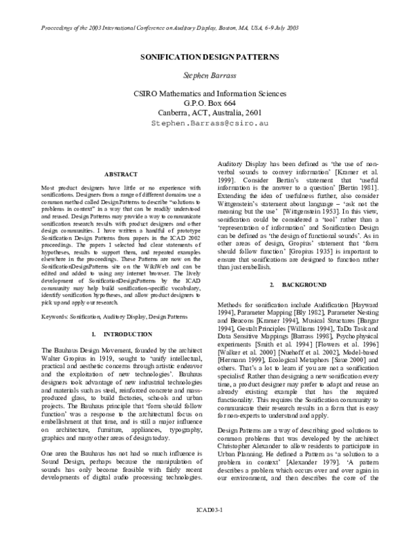 (PDF) Sonification from a Design Perspective