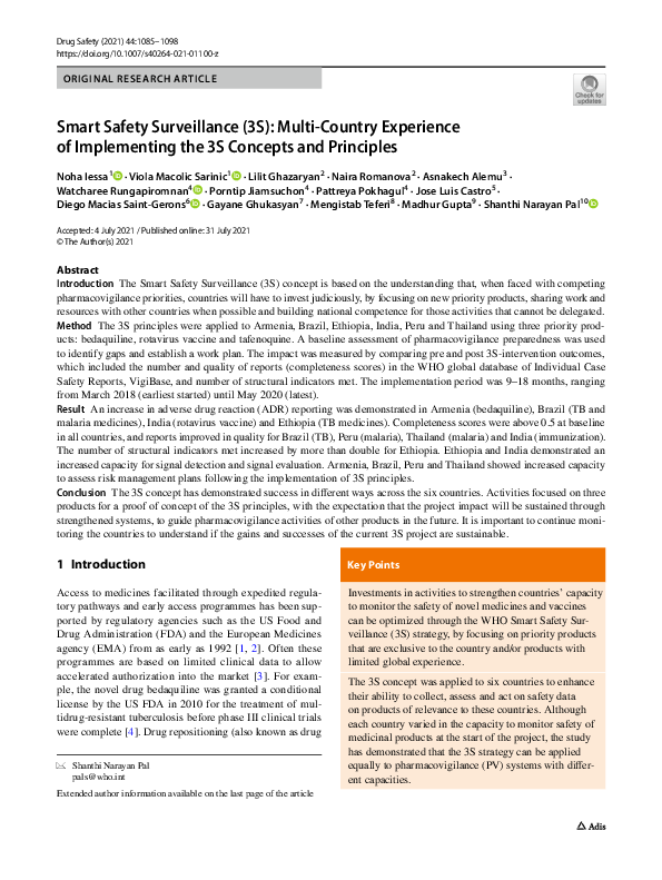 (PDF) Smart Safety Surveillance (3S): Multi-Country Experience of ...