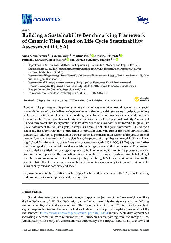(PDF) Building a Sustainability Benchmarking Framework of Ceramic Tiles ...