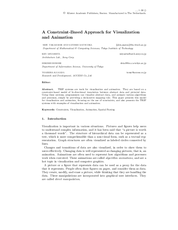 (PDF) A constraint-based approach for visualization and animation