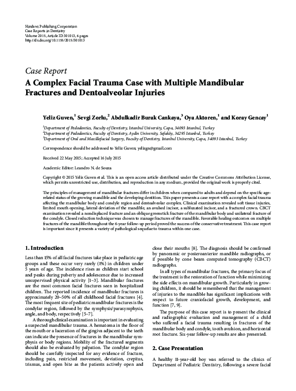 (PDF) A Complex Facial Trauma Case with Multiple Mandibular Fractures ...