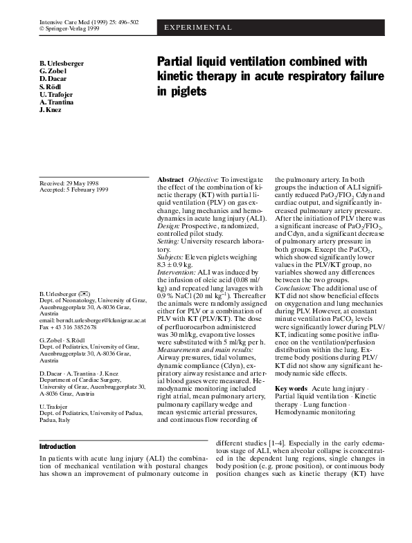 (PDF) Partial liquid ventilation combined with kinetic therapy in acute ...