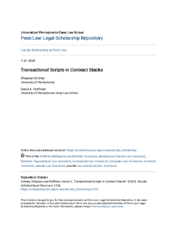(PDF) Transactional Scripts in Contract Stacks