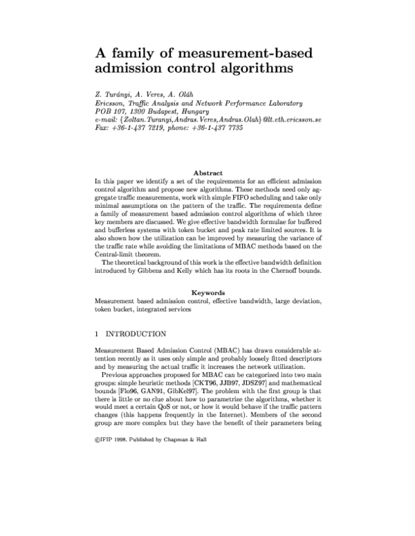 (PDF) A family of measurement-based admission control algorithms
