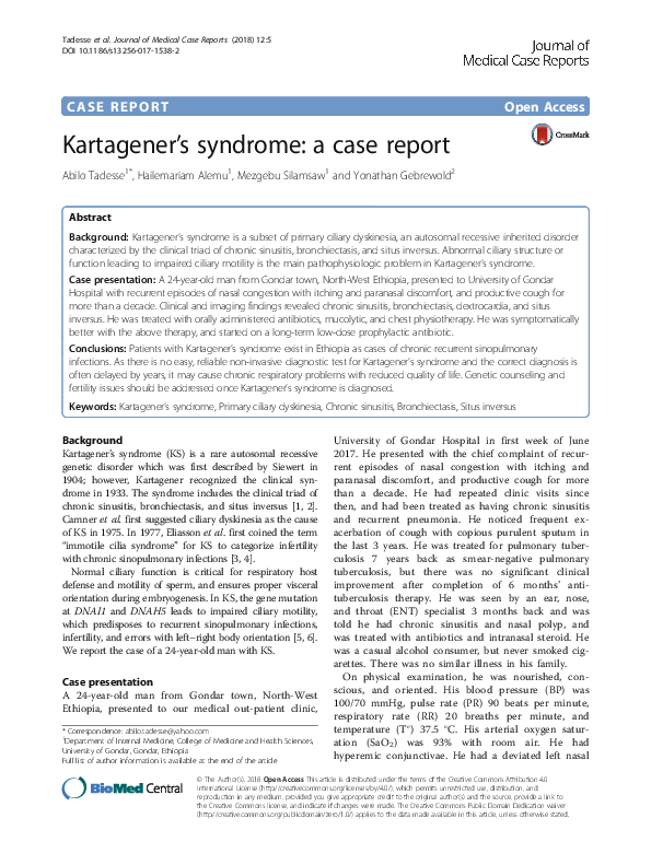 (PDF) Kartageners Syndrome: A Case Report