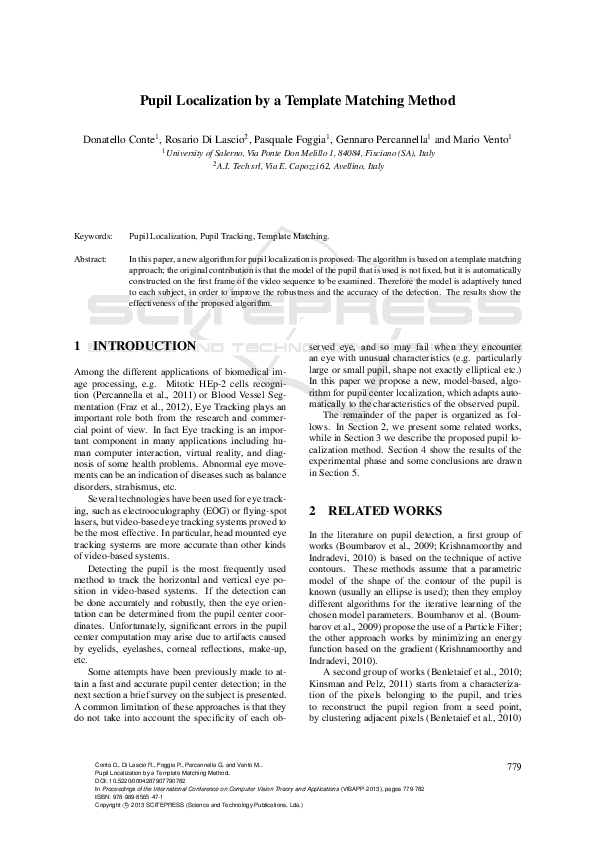 (PDF) Pupil Localization by a Template Matching Method