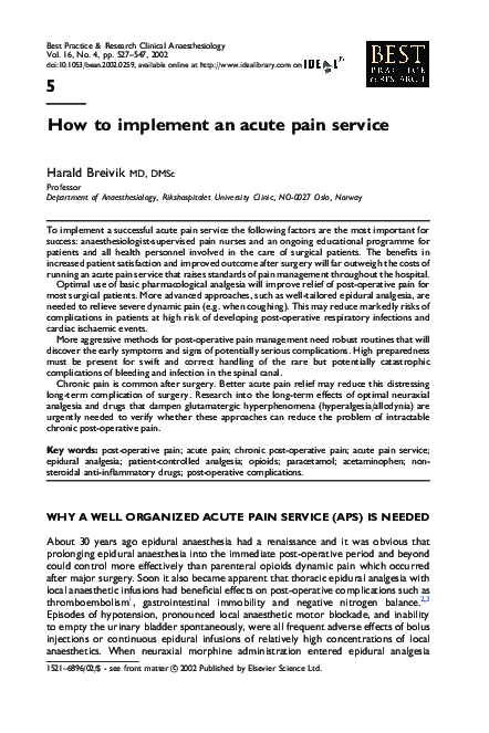 (PDF) How to implement an acute pain service