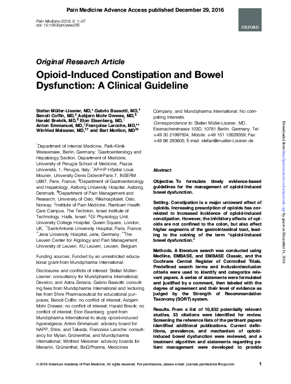 (PDF) Opioid-Induced Constipation and Bowel Dysfunction: A Clinical ...