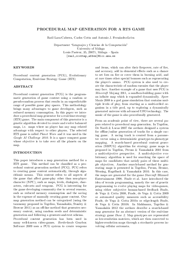 (PDF) Procedural Map Generation for a RTS Game