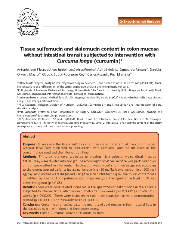 (PDF) Tissue sulfomucin and sialomucin content in colon mucosa without ...