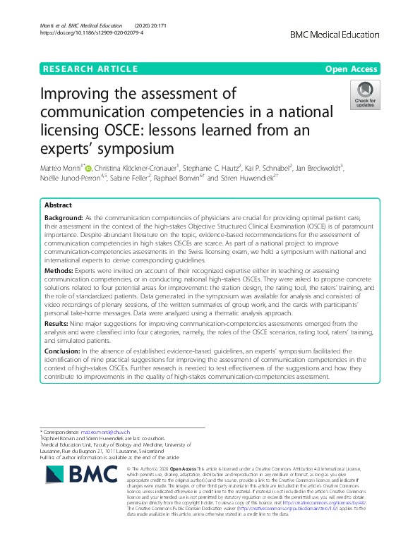 (PDF) Improving the assessment of communication competencies in a ...