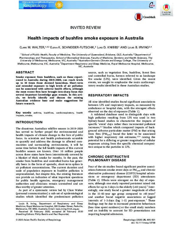 (PDF) Health impacts of bushfire smoke exposure in Australia
