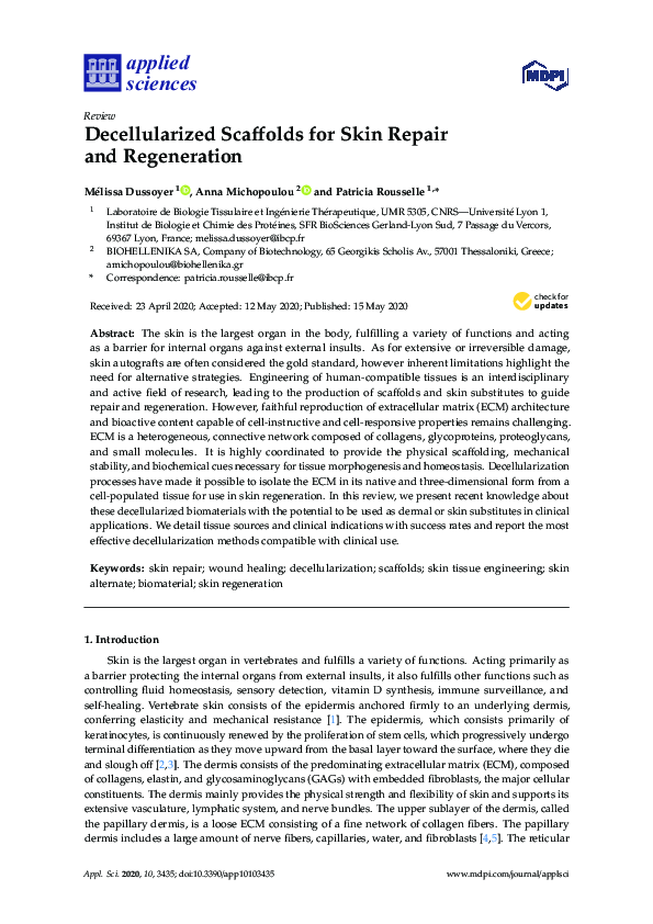 (PDF) Decellularized Scaffolds for Skin Repair and Regeneration