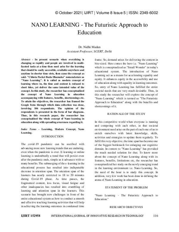 (PDF) NANO LEARNING -The Futuristic Approach to Education