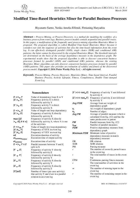 (PDF) Modified Time-Based Heuristics Miner for Parallel Business Processes