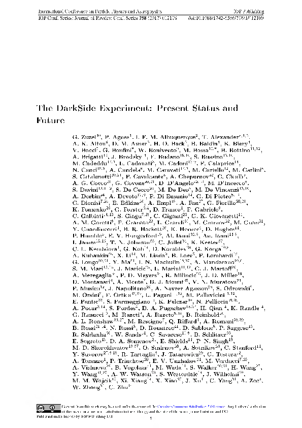 (PDF) The DarkSide Experiment: Present Status and Future