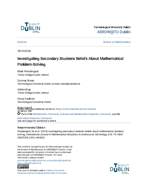 (PDF) Investigating secondary students beliefs about mathematical ...