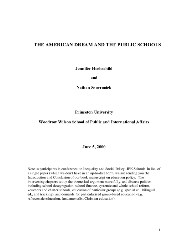 (PDF) The American Dream and the Public Schools
