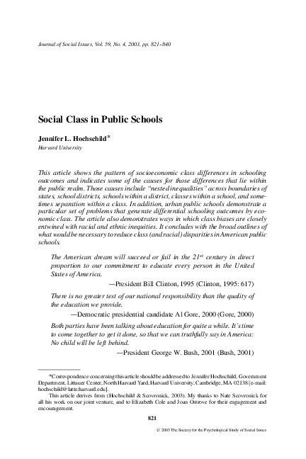 (PDF) Social Class in Public Schools