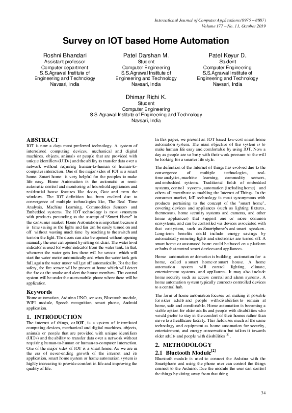 (PDF) Survey on IOT based Home Automation | Roshni Bhandari - Academia.edu