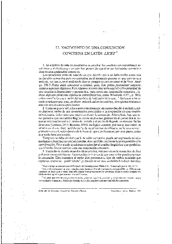 (PDF) El nacimiento de una conjunción concesiva en latín: licet