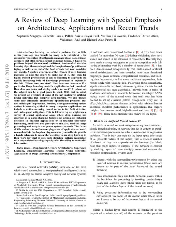 (PDF) A Review of Deep Learning with Special Emphasis on Architectures ...