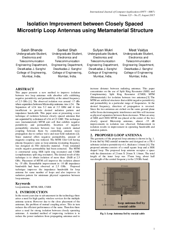 (PDF) Isolation Improvement between Closely Spaced Microstrip Loop ...
