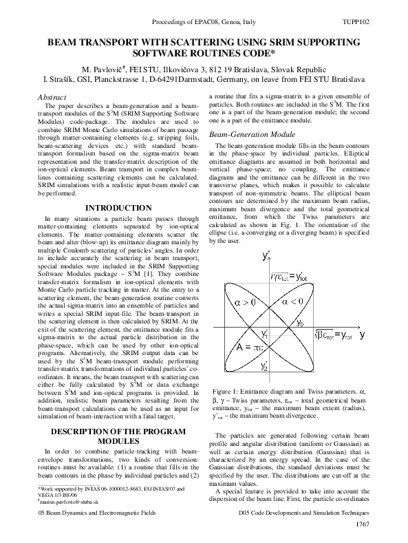 (PDF) Beam Transport with Scattering Using Srim Supporting Software ...