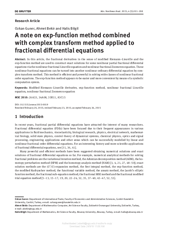 Pdf A Note On Exp Function Method Combined With Complex Transform