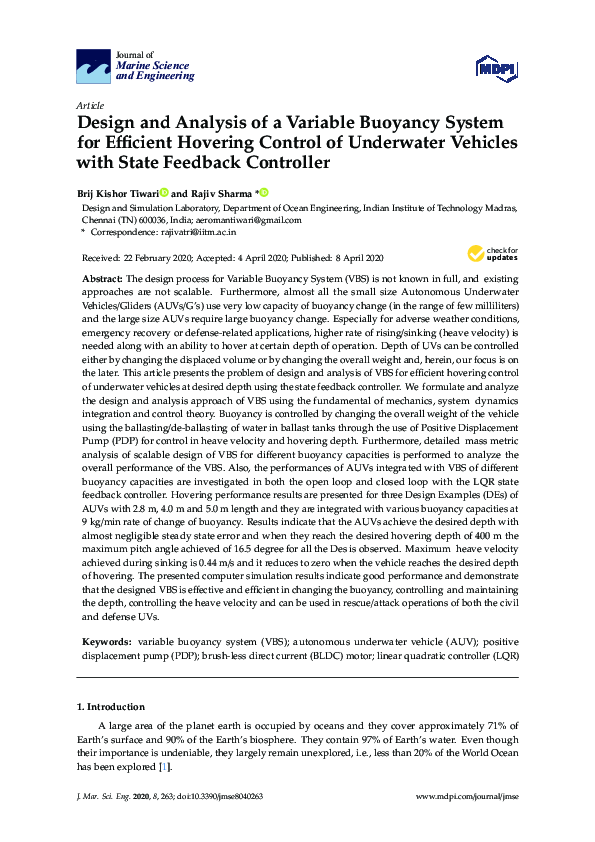 (PDF) Design and Analysis of a Variable Buoyancy System for Efficient ...