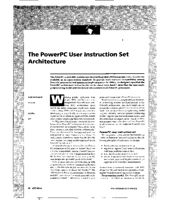 (PDF) The PowerPC user instruction set architecture