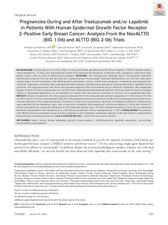 (PDF) Pregnancies during and after trastuzumab and/or lapatinib in ...