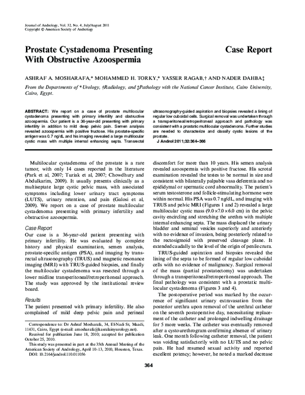 (PDF) Prostate Cystadenoma Presenting With Obstructive Azoospermia