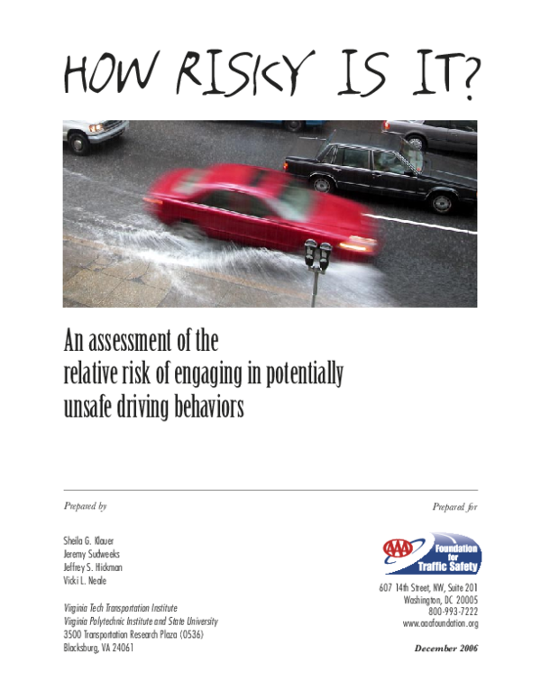 (PDF) How Risky Is It?: An Assessment of the Relative Risk of Engaging ...