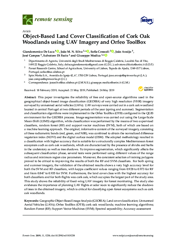 (PDF) Object-Based Land Cover Classification of Cork Oak Woodlands ...