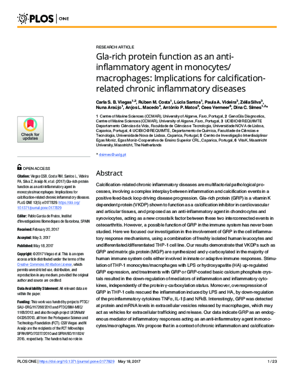 (PDF) Gla-rich protein function as an anti-inflammatory agent in ...