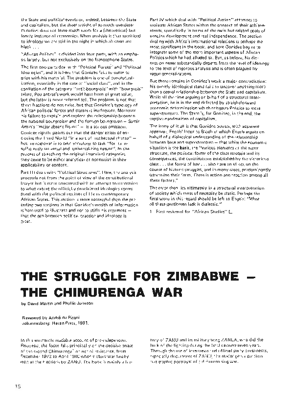 (PDF) The Struggle for Zimbabwe: The Chimurenga War