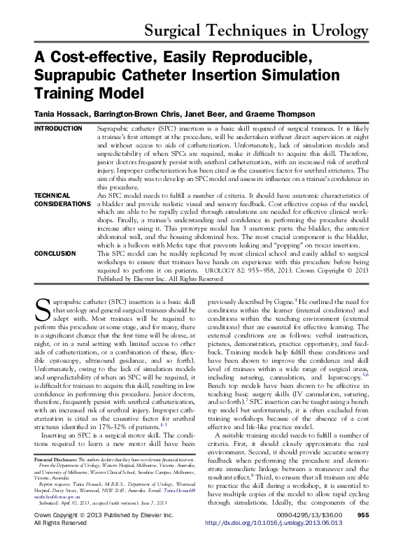 (PDF) A Cost-effective, Easily Reproducible, Suprapubic Catheter ...