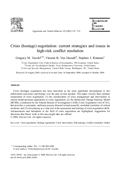 (PDF) Crisis (hostage) negotiation: current strategies and issues in ...