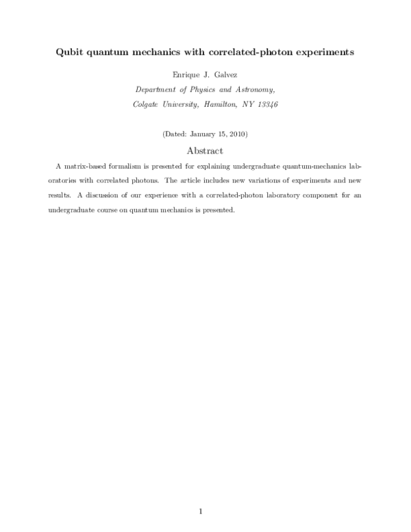 (PDF) Qubit quantum mechanics with correlated-photon experiments
