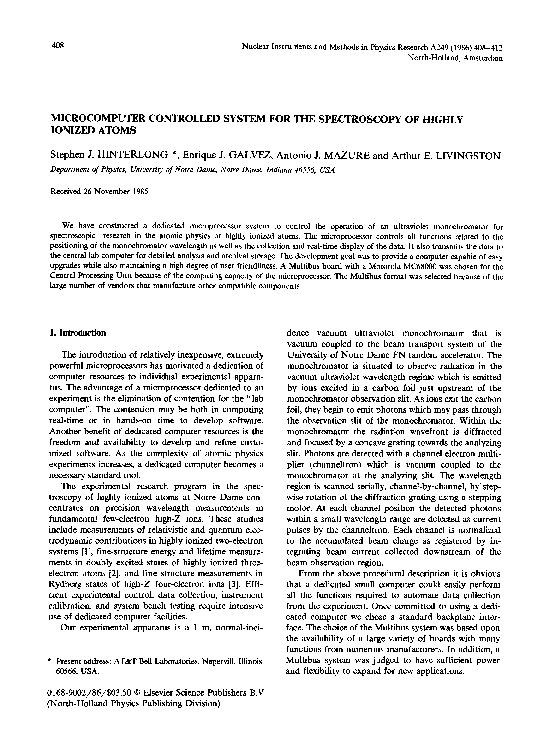 (PDF) Microcomputer controlled system for the spectroscopy of highly ionized atoms