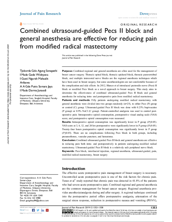 (PDF) Combined ultrasound-guided Pecs II block and general anesthesia ...