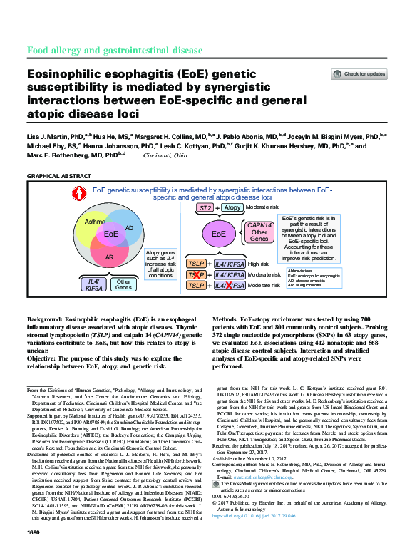 (PDF) Eosinophilic esophagitis (EoE) genetic susceptibility is mediated ...